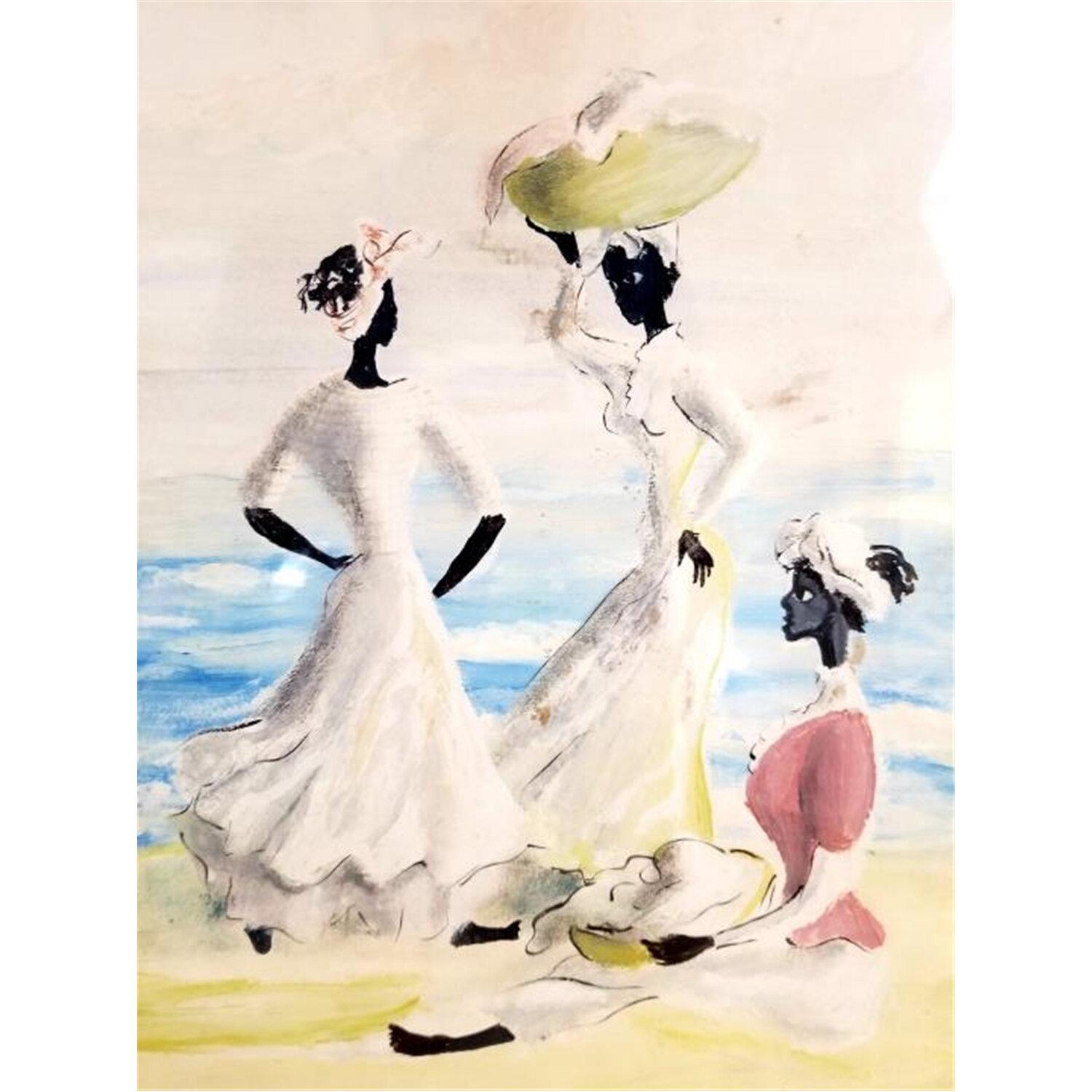 Frank Neal | Two women with fans (1952) | MutualArt