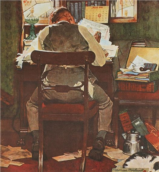 Norman Rockwell | MAN AT DESK | MutualArt