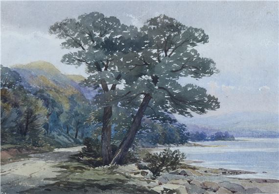 William Callow | trees by a lake | MutualArt