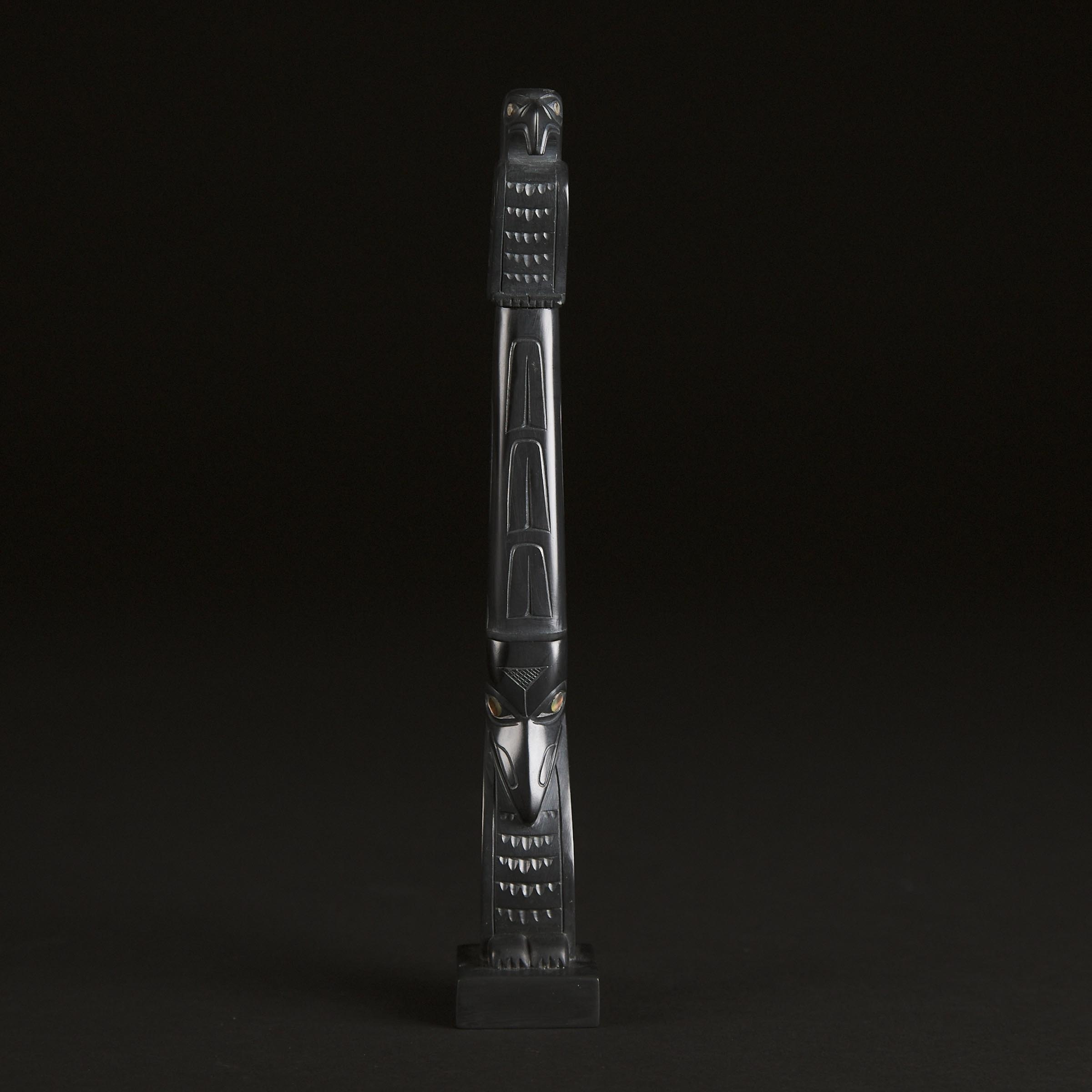 Glen Pollard | RAVEN EAGLE MODEL TOTEM POLE | MutualArt