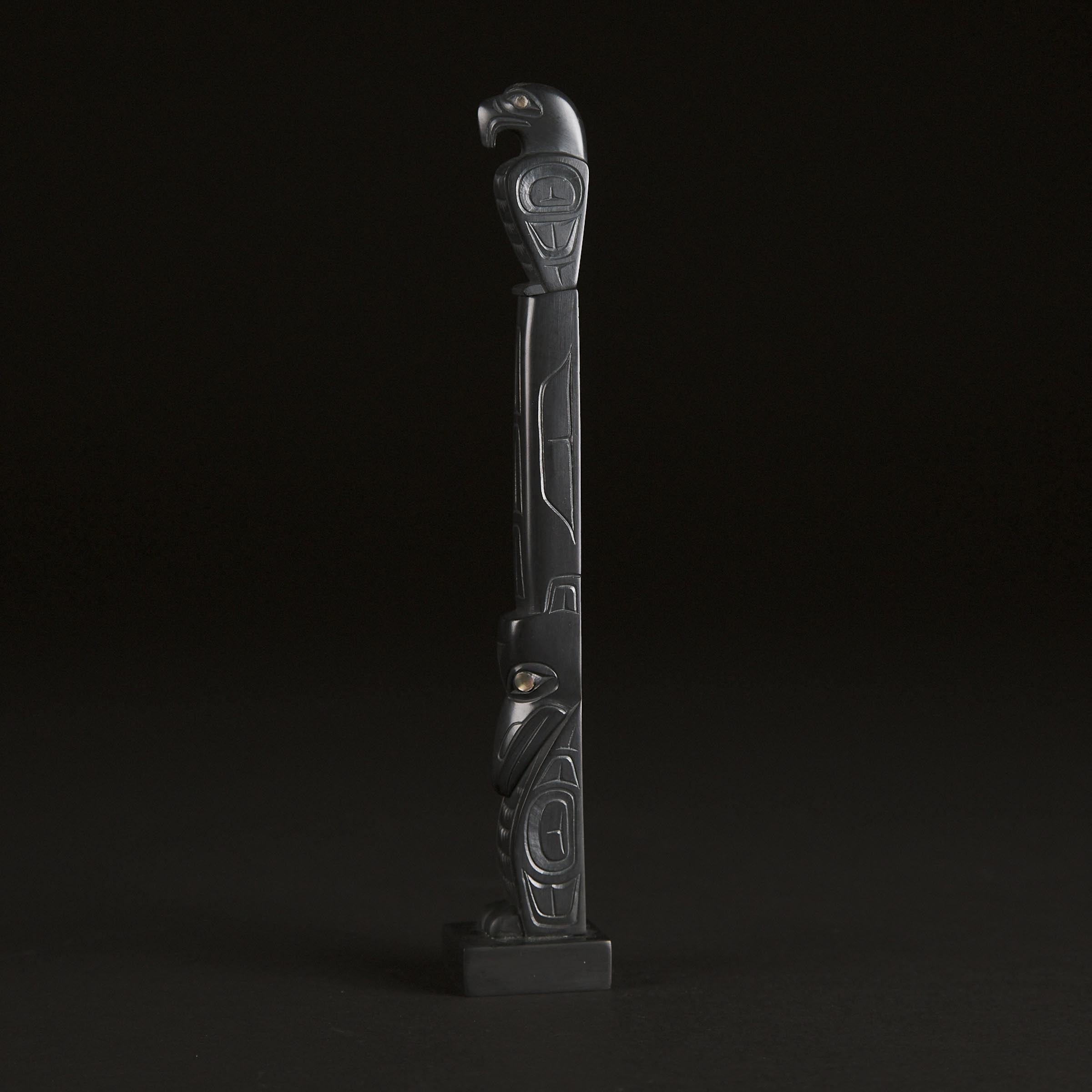 Glen Pollard | RAVEN EAGLE MODEL TOTEM POLE | MutualArt