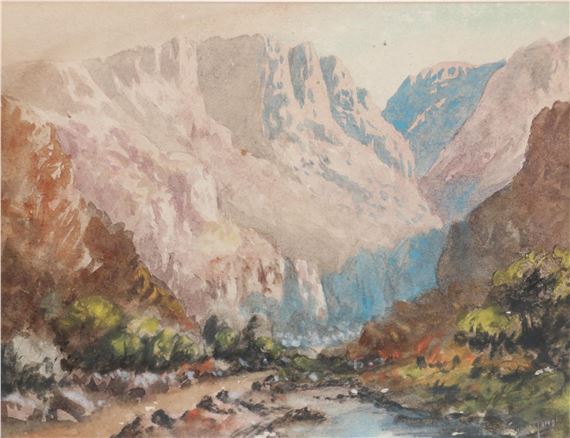 Tinus‏ de Jongh | River Below Mountains | MutualArt