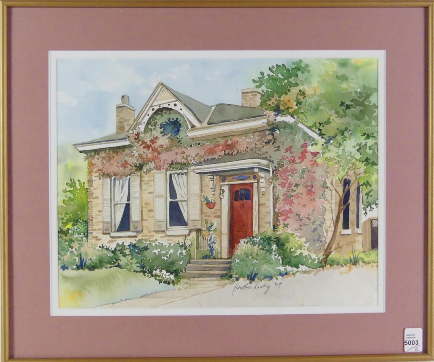 Heather Keating | Two works depicting the same brick home | MutualArt
