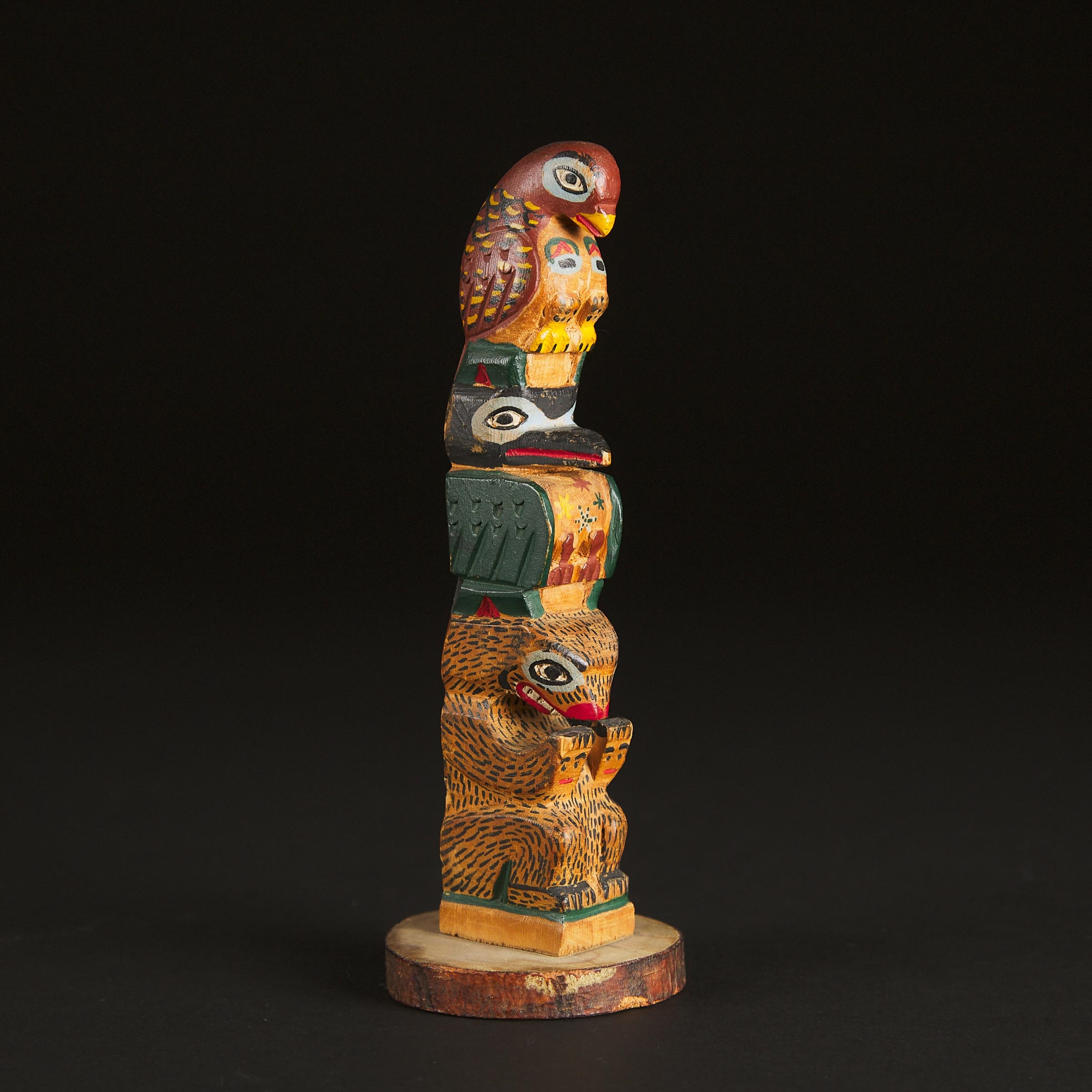 Eli Tait | GROUSE RAVEN BEAR MODEL TOTEM POLE | MutualArt