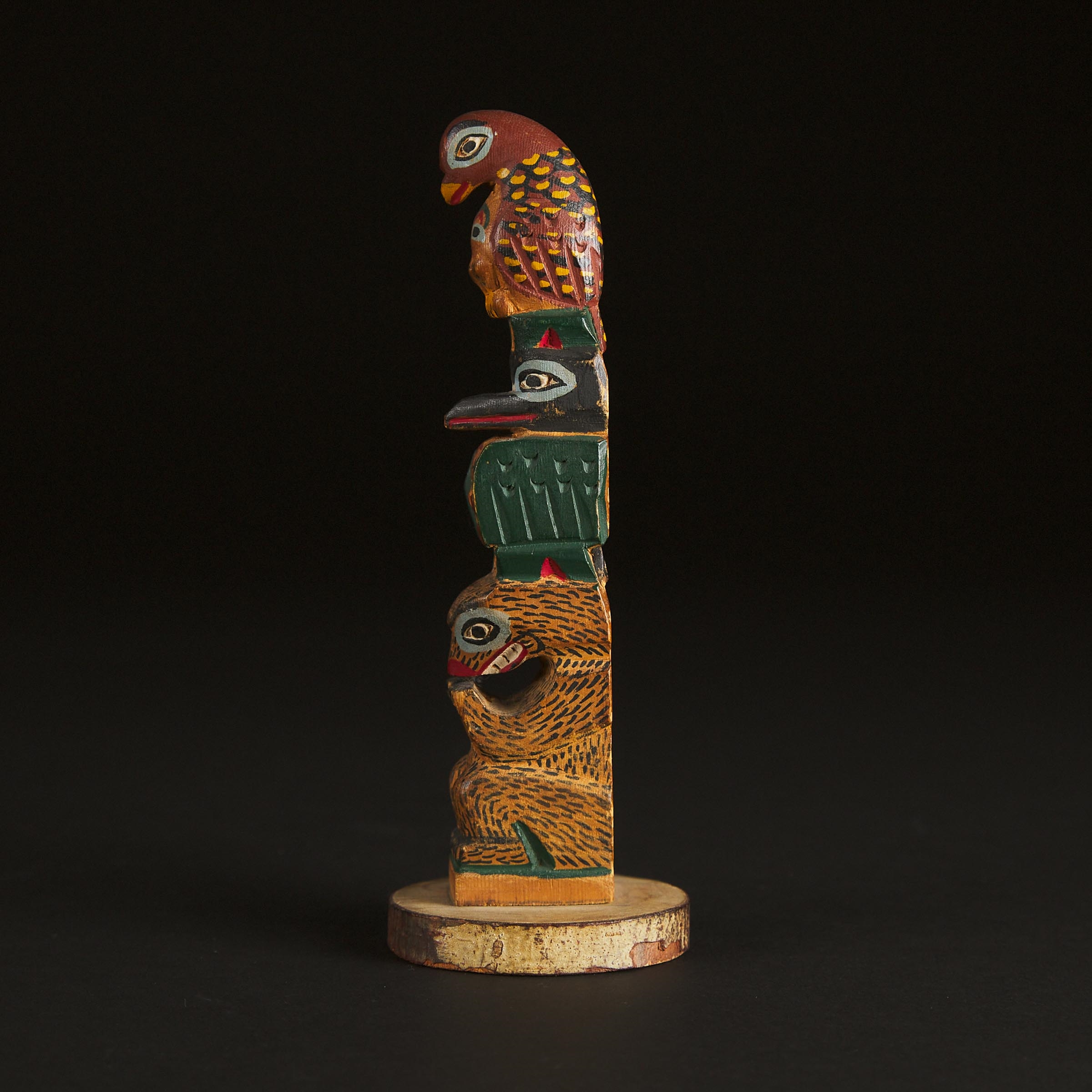 Eli Tait | GROUSE RAVEN BEAR MODEL TOTEM POLE | MutualArt