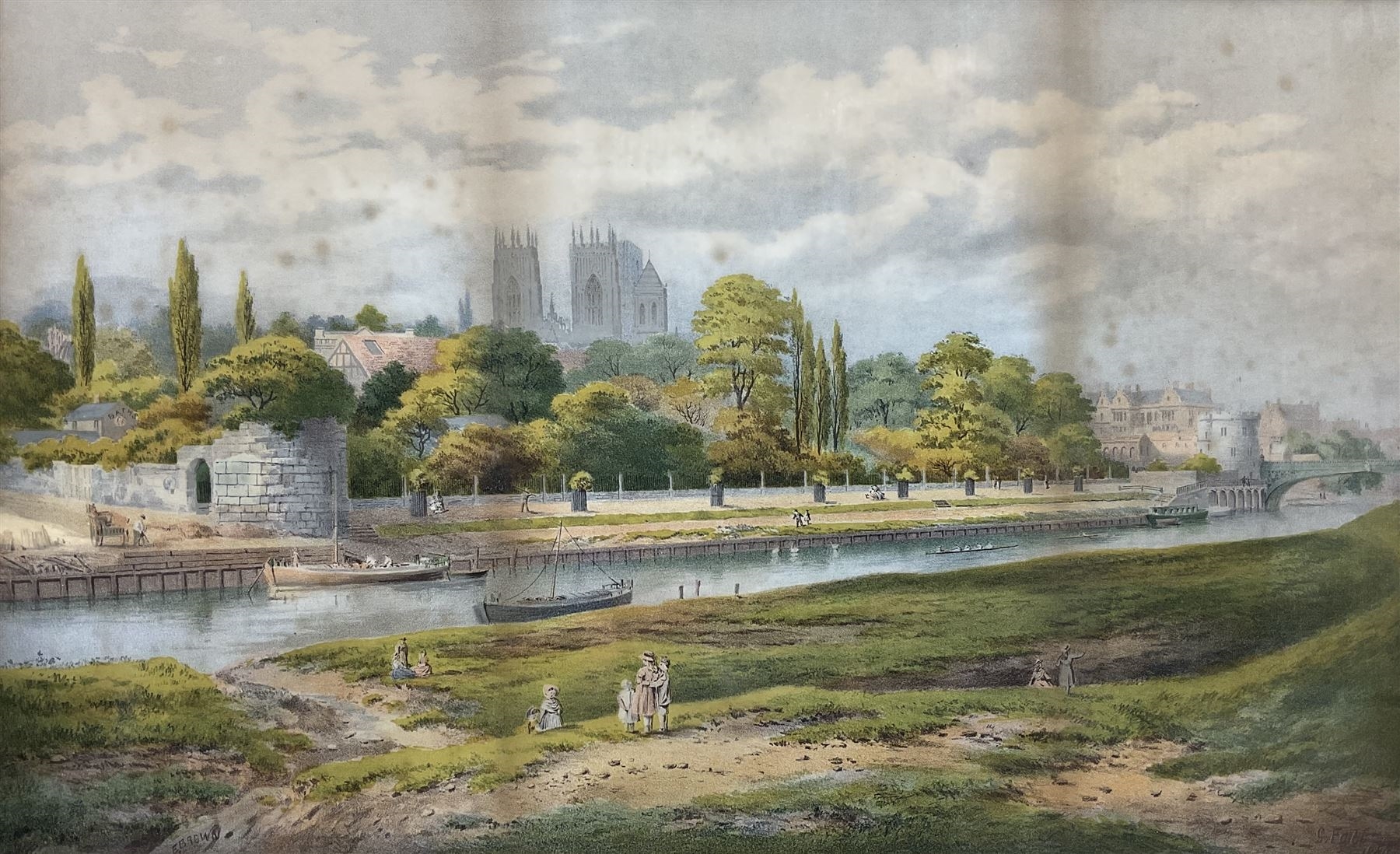 George Fall | River Ouse with View of York and Lendal Bridge (Late 19th ...