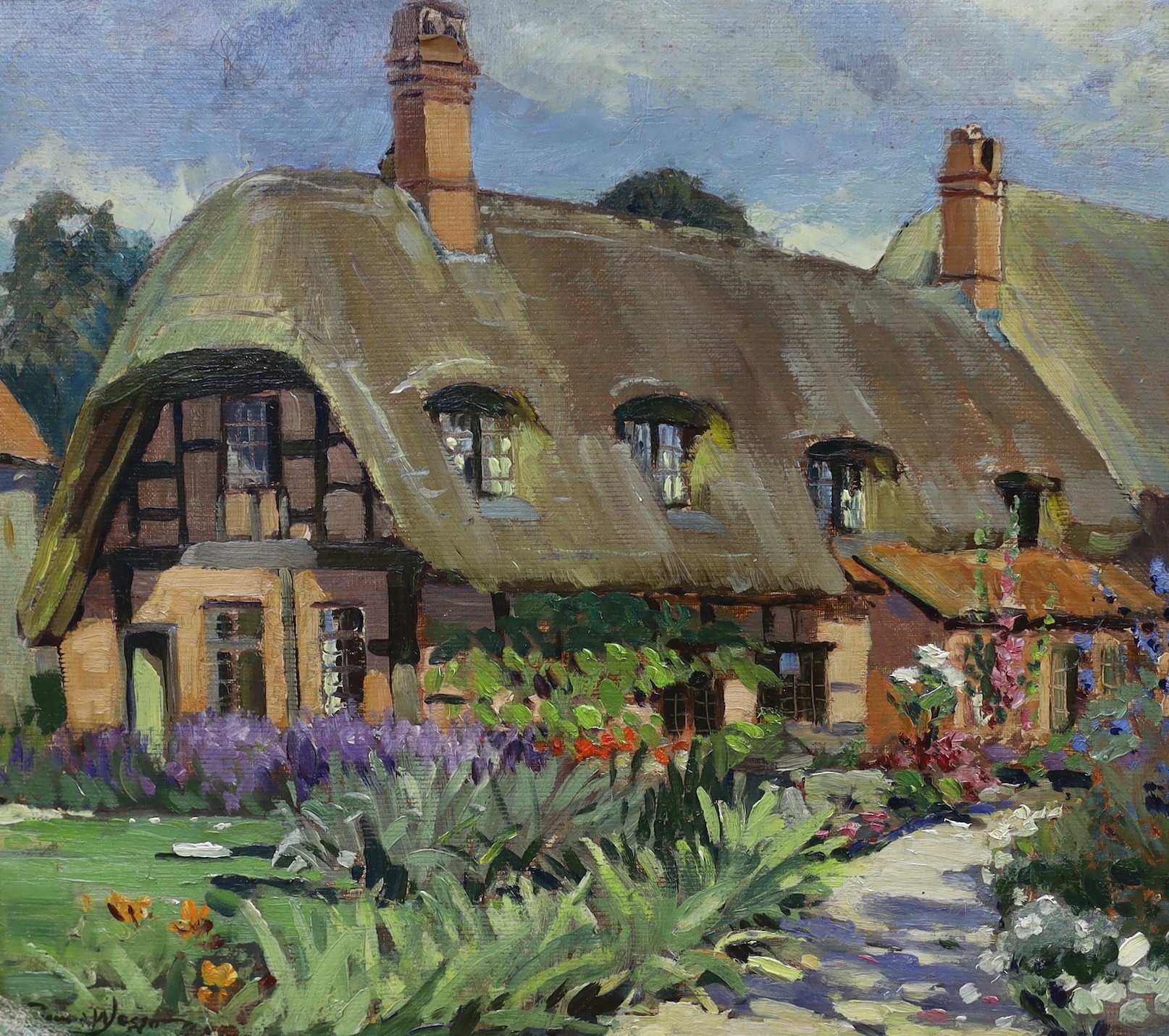 Edward Wesson | Thatched cottage and garden | MutualArt