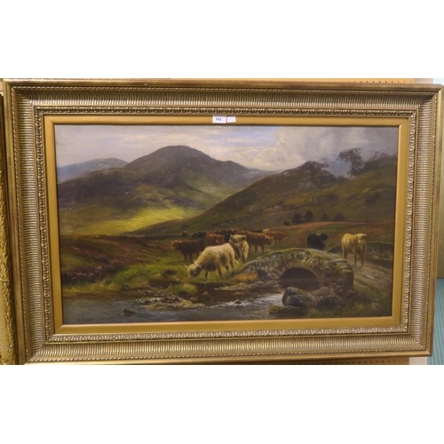 Daniel Sherrin | Highland cattle in a glen beside a bridge | MutualArt