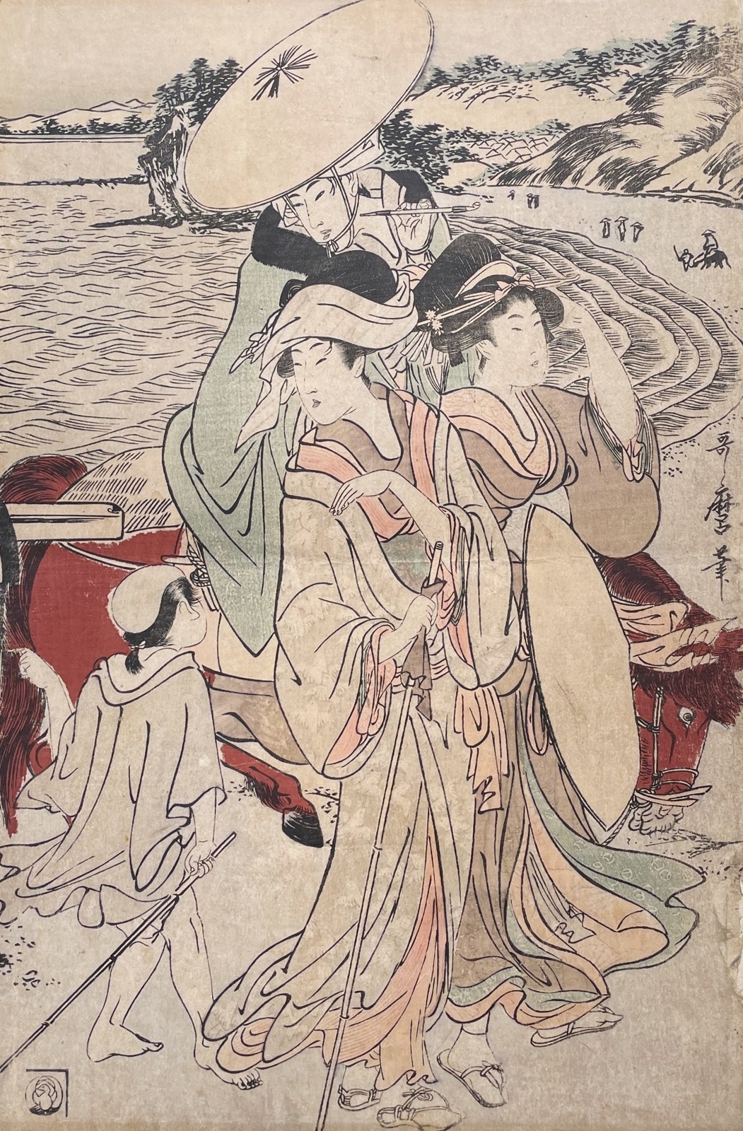 Kitagawa Utamaro | Jeu de plage à Enoshima. Enoshima Hamabe asobi (1804) | MutualArt