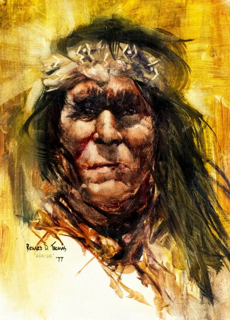 Richard Thomas | Portrait of Indian Man - Apache (1977) | MutualArt