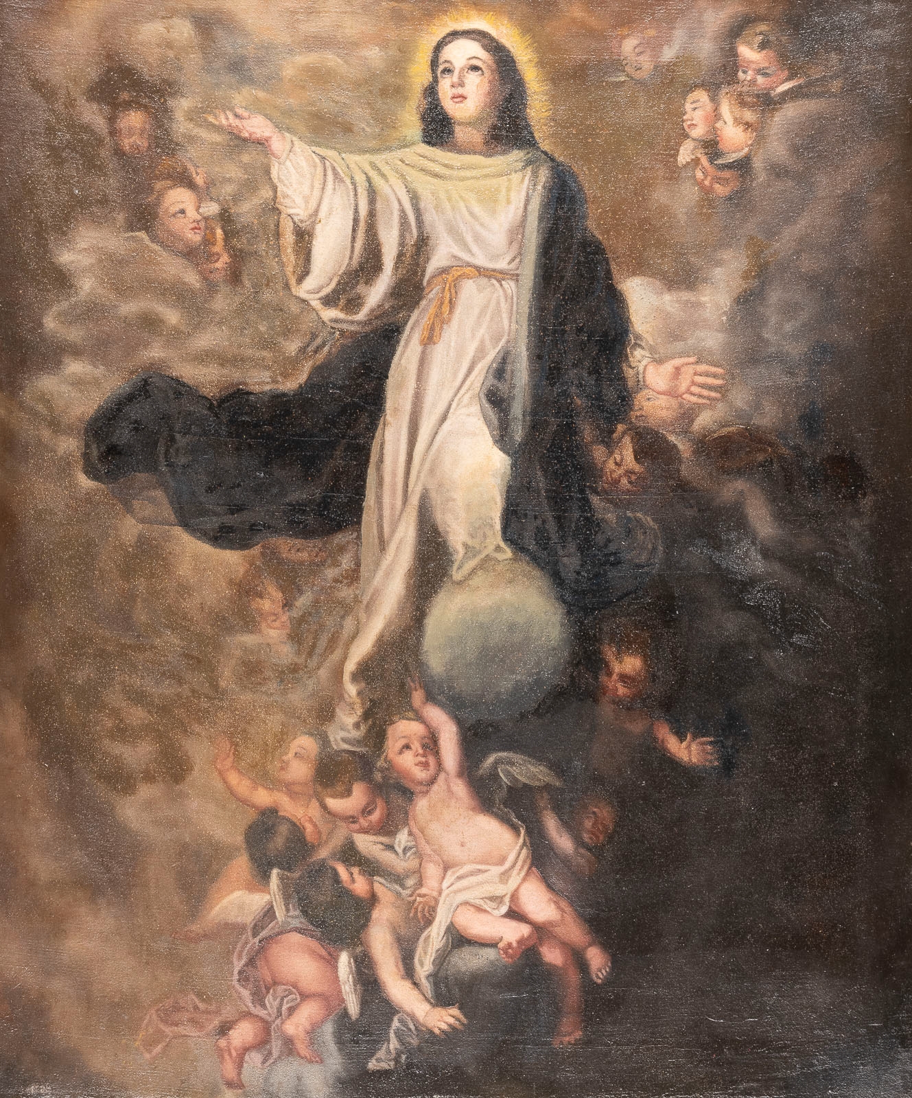 Spanish School, 19th Century | MARIA IMMACULATA WITH ANGELS FLOATING IN ...