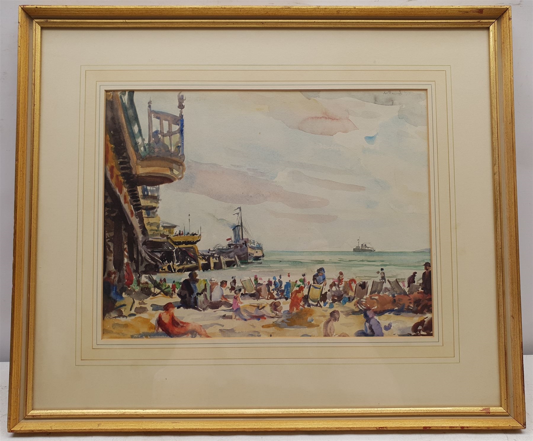 George Herbert Buckingham Holland | Figures on Bournemouth Beach with a ...