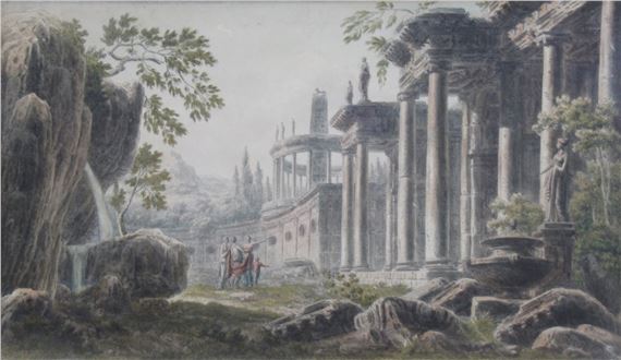 Jean Henry Alexandre Pernet | Capriccio of Classical Ruins and an ...