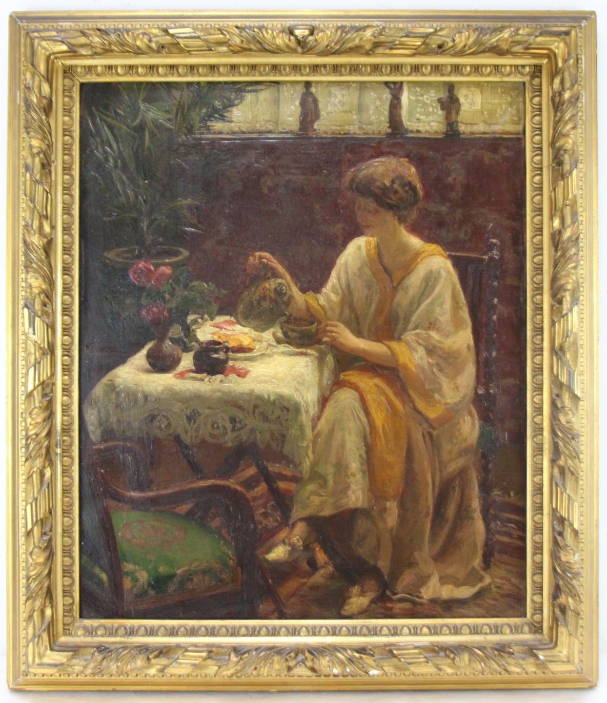 Alfred Victor Fournier | Lady Pouring Tea (1911) | MutualArt