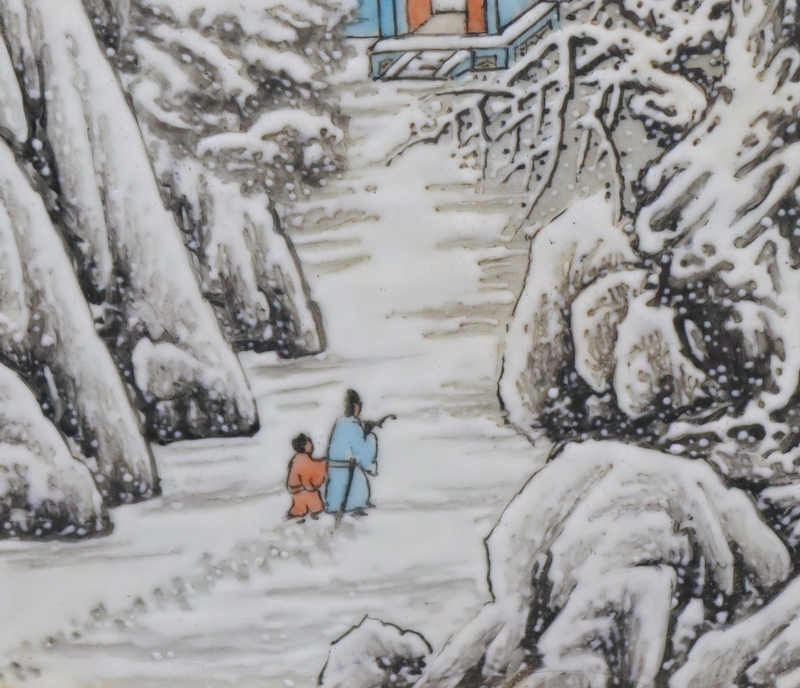 He Xuren | Chinese enamel decorated plaque depicting two figures ...