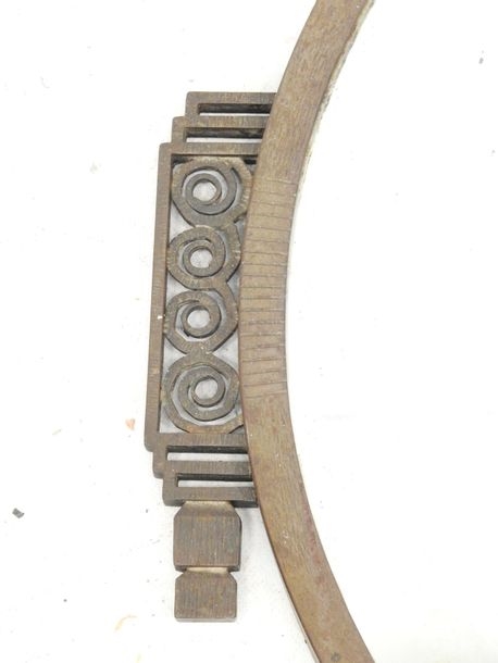 Charles Piguet | Circular wrought iron mirror with scroll and stripe ...