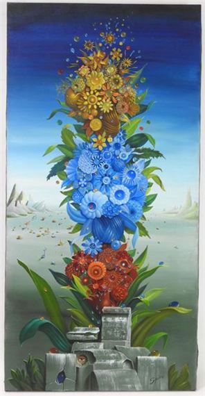 Georges Spiro | Surrealist landscape with floral composition | MutualArt