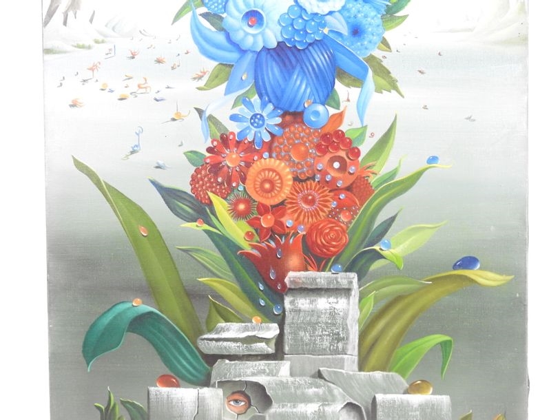 Georges Spiro | Surrealist landscape with floral composition | MutualArt