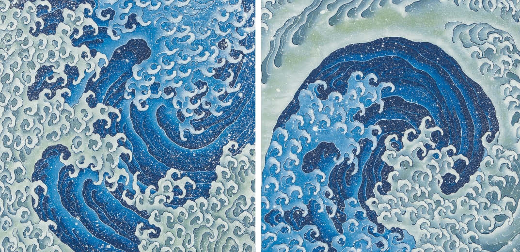 Katsushika Hokusai | Male wave; Female wave (reproduction printing / a ...