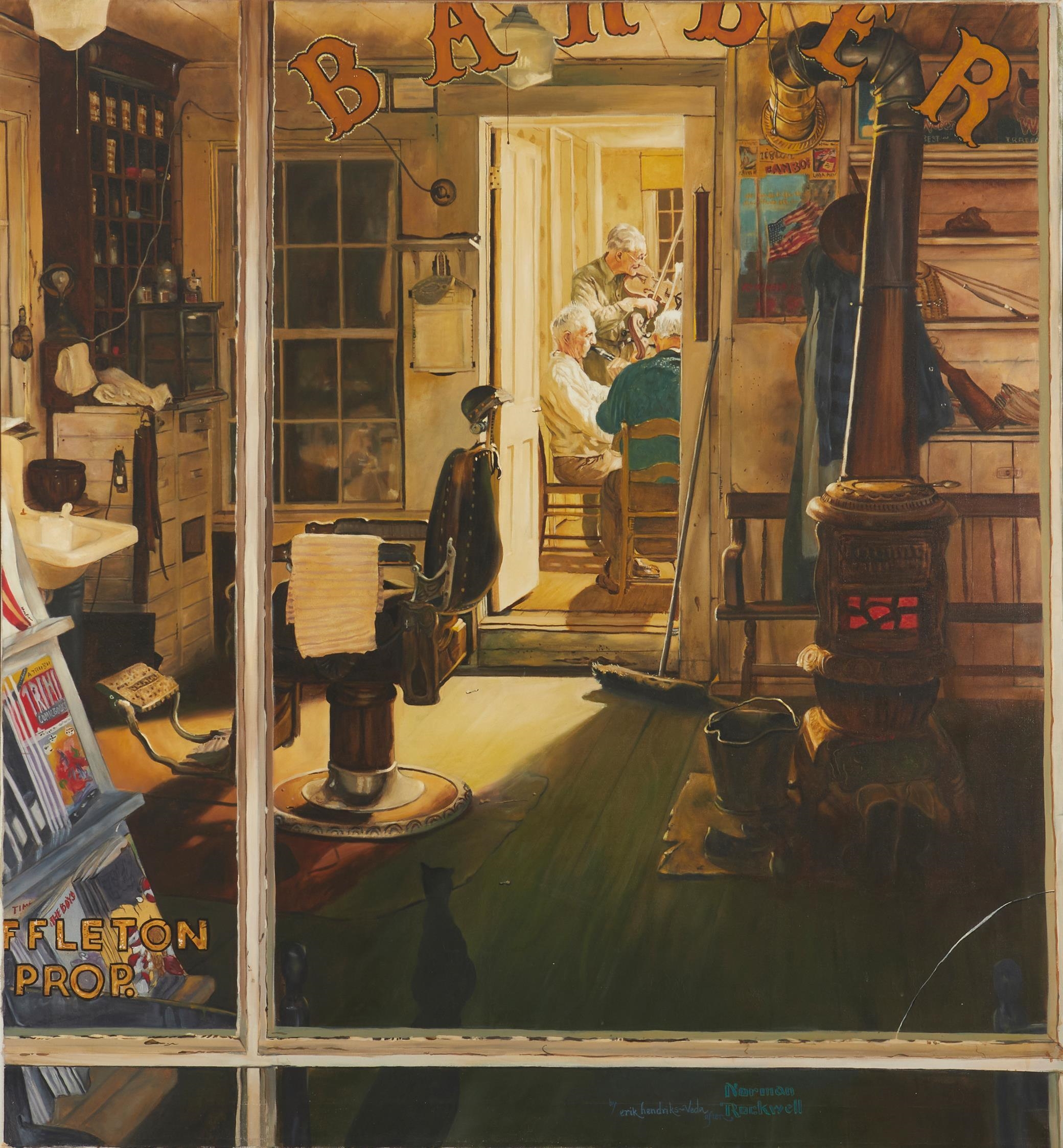 Norman Rockwell | Shuffleton Barbershop | MutualArt