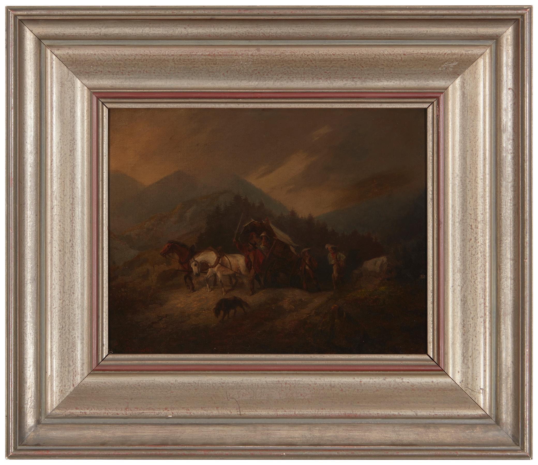 Erhard Winterstein | Figures in wagon traveling mountain road | MutualArt