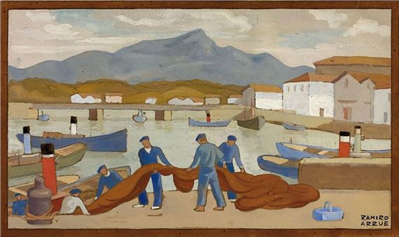 Ramiro Arrue | The fishermen and their nets in Ciboure | MutualArt