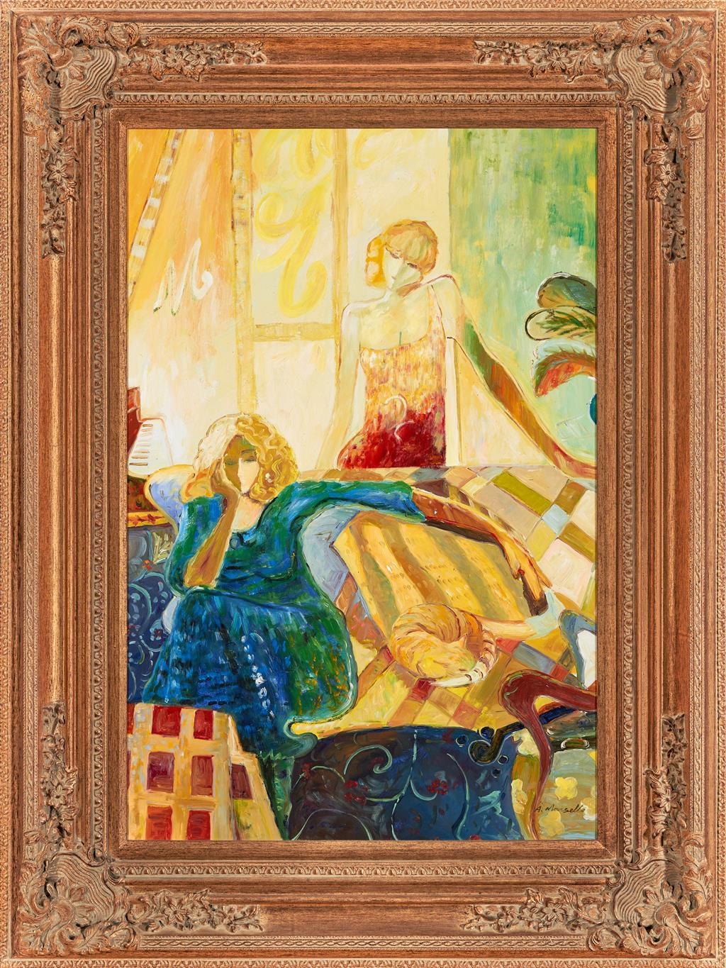 Mahmoud Sabzi | Two Figures in an Interior Scene ( After Mahmood Sabzi ...
