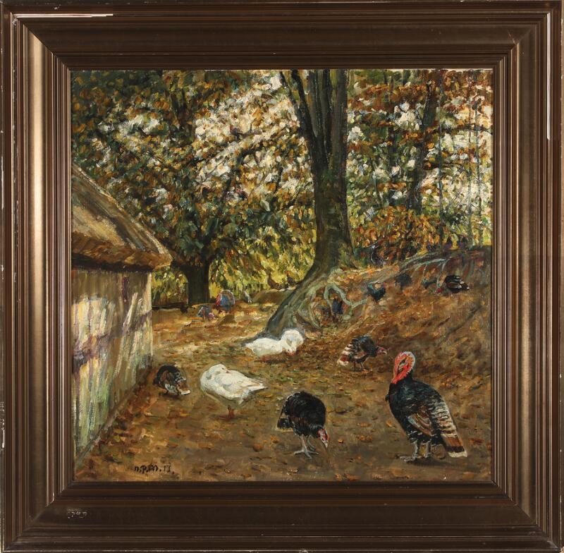 Niels Pedersen Mols | Farm exterior with turkeys and geese (1913 ...