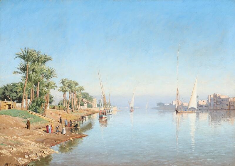 Andreas Christian Riis Carstensen | View of a river with sailing boats ...