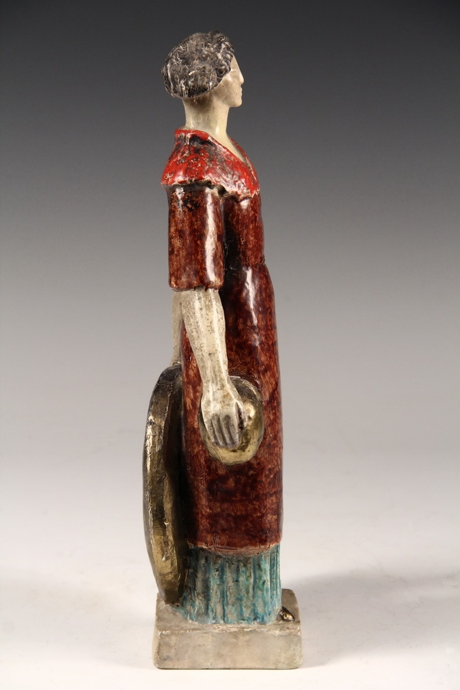 Emile Muller | FRENCH ART POTTERY FIGURE - Standing Liberty with Helmet ...