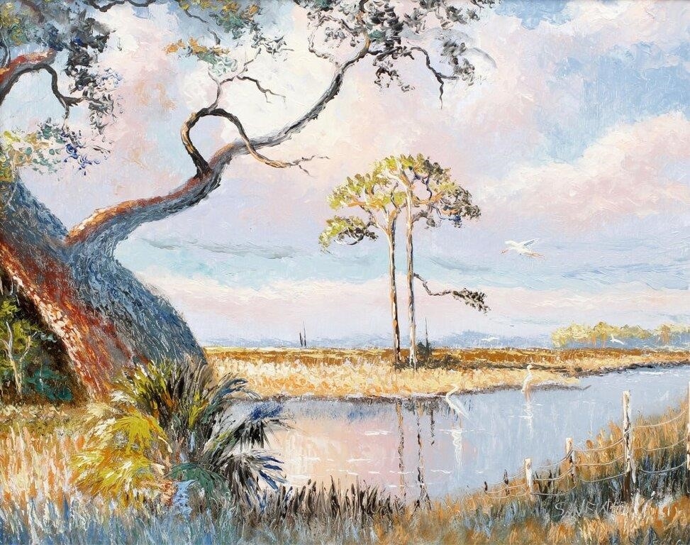 Samuel Newton | SAM NEWTON FLORIDA HIGHWAYMEN PASTEL CLOUDS | MutualArt