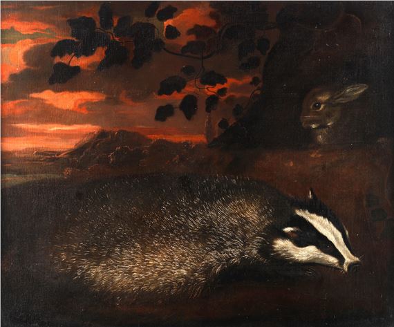 Charles Collins | A badger and a rabbit in a landscape | MutualArt