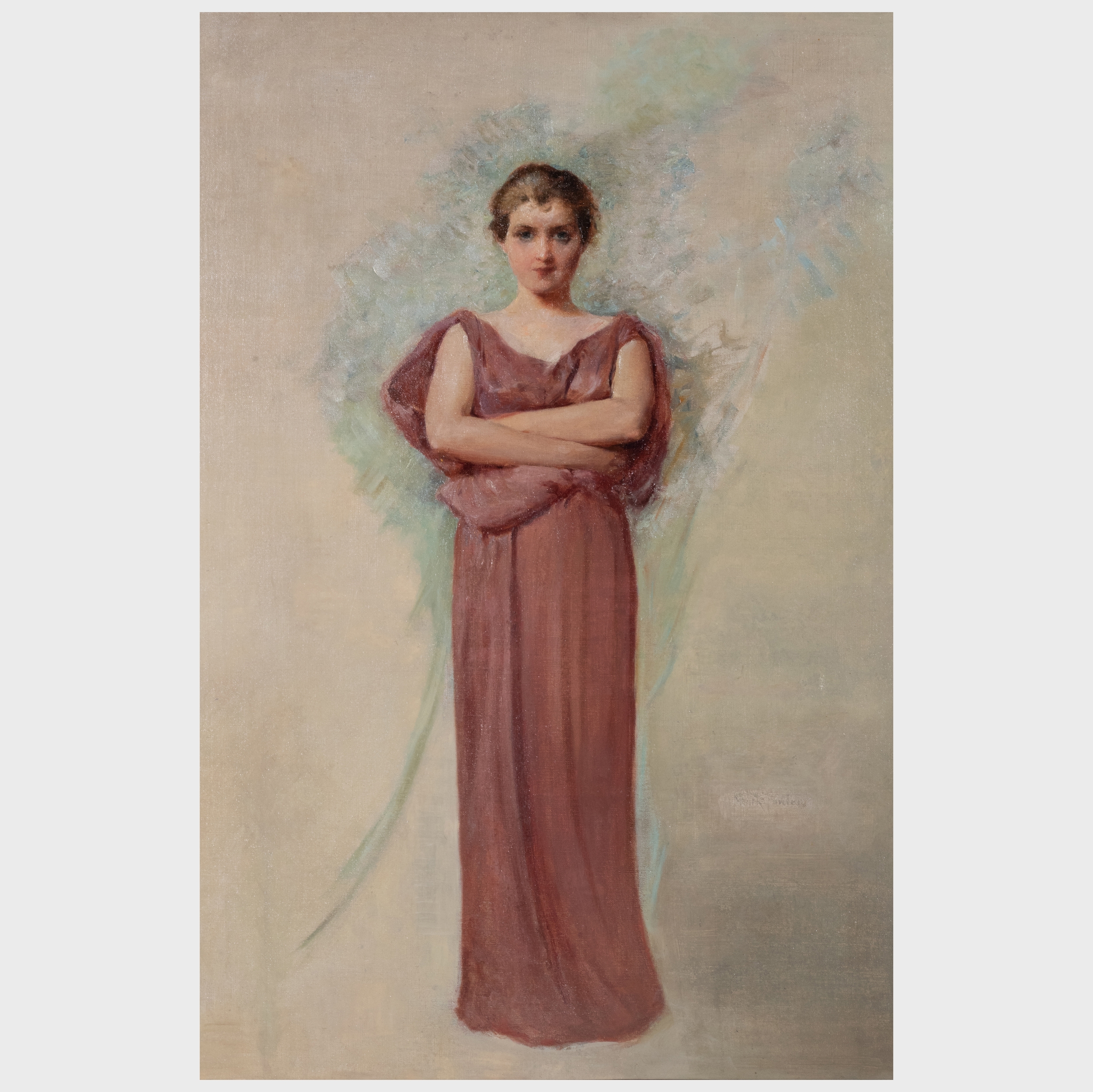Frank Fowler | Portrait of a Young Lady in an Evening Gown | MutualArt