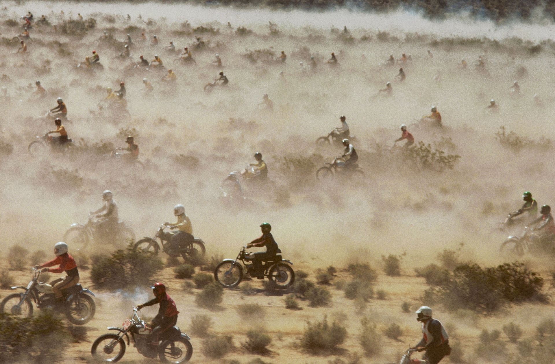 Bill Eppridge | Aerial view of competitors in the Mint 400 Motocross ...