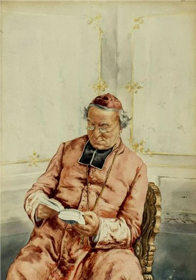 Leon Louis Mahelin | Cardinal Reading | MutualArt