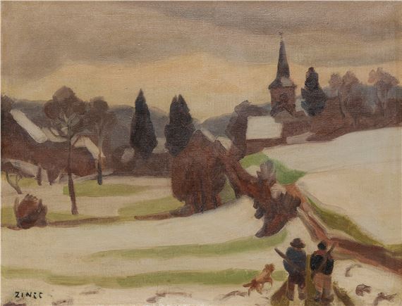 Jules Émile Zingg | Chasseurs en hiver | MutualArt