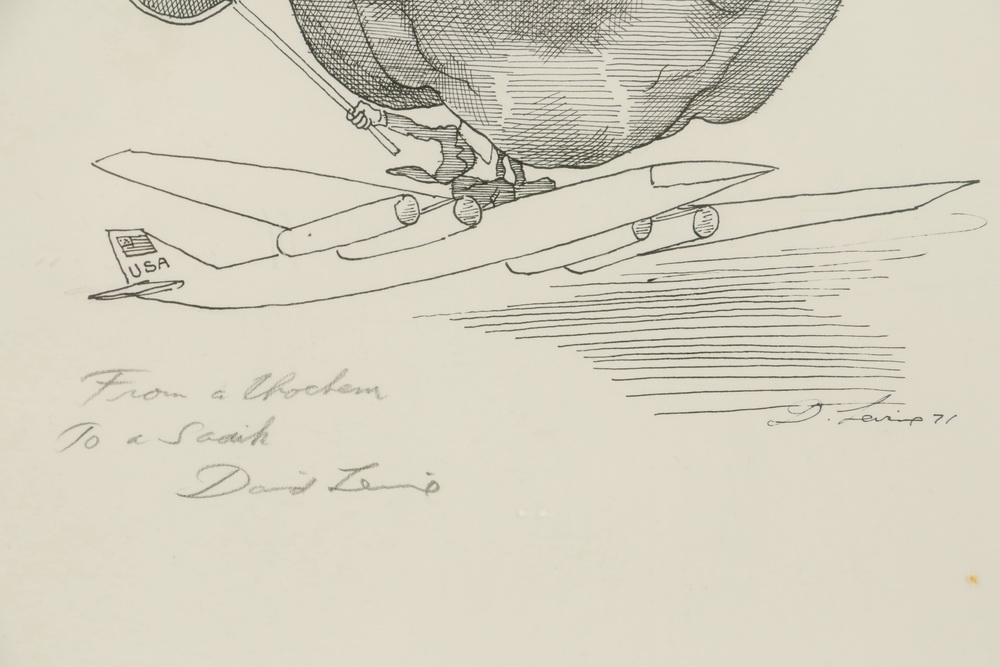 David Levine | Caricature of Nixon Riding a Bomber (71) | MutualArt
