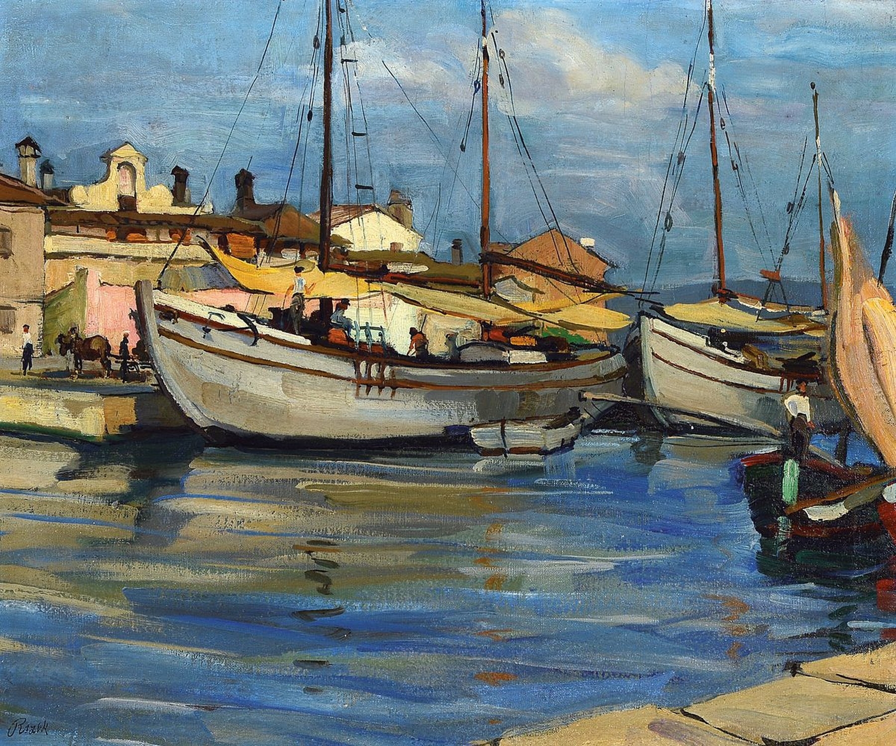 Emil Rizek | fishing boats in the harbour | MutualArt
