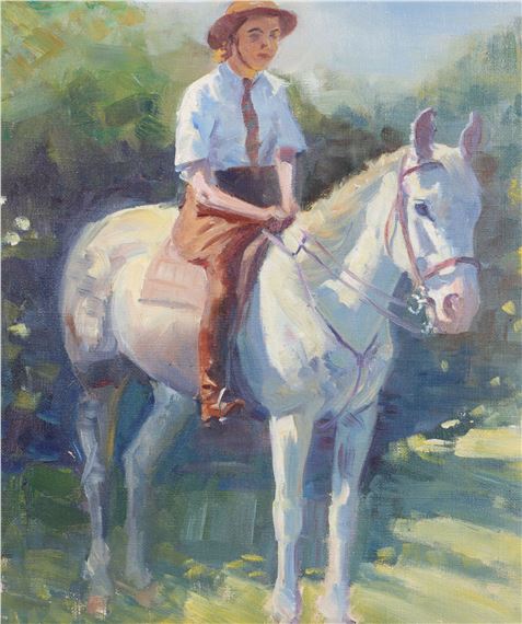 Cathleen Edkins | White Horse and Rider | MutualArt