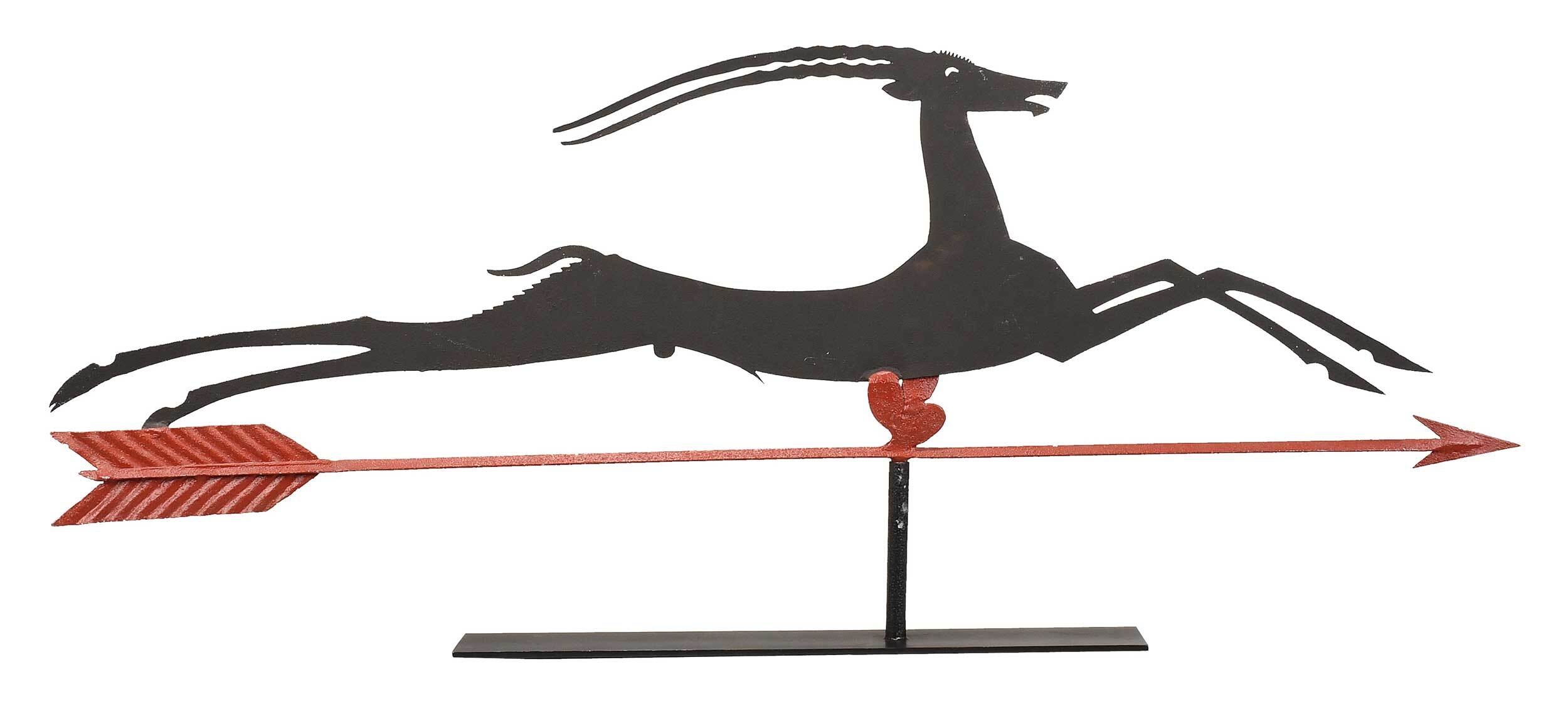 Wilhelm Hunt Diederich | Leaping Gazelle Weathervane on stand | MutualArt