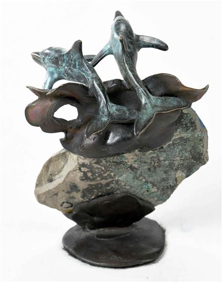 Michael Storey | Dolphins Riding a Wave | MutualArt