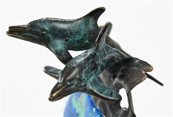 Michael Storey | Dolphins Riding a Wave | MutualArt