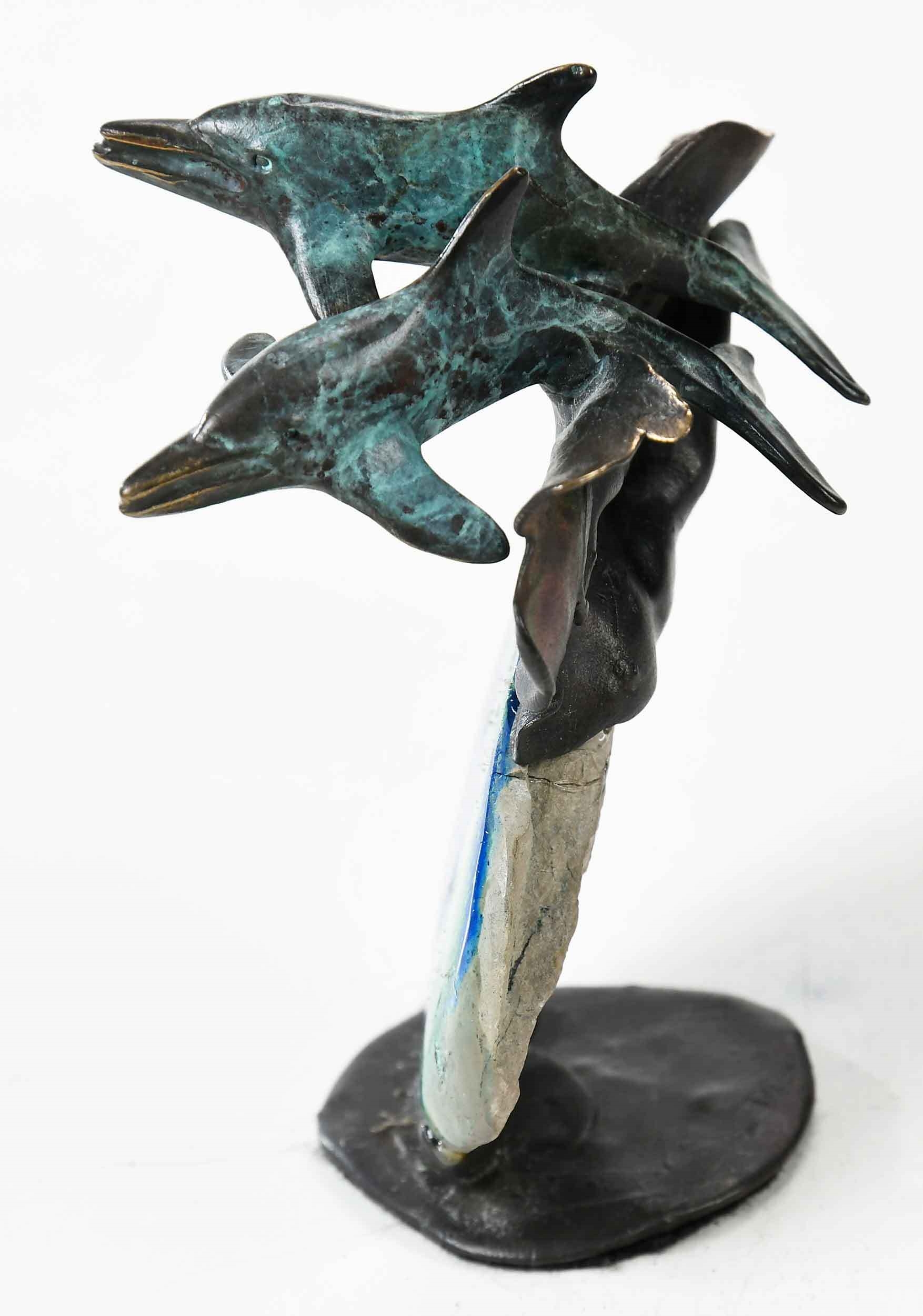 Michael Storey | Dolphins Riding a Wave | MutualArt