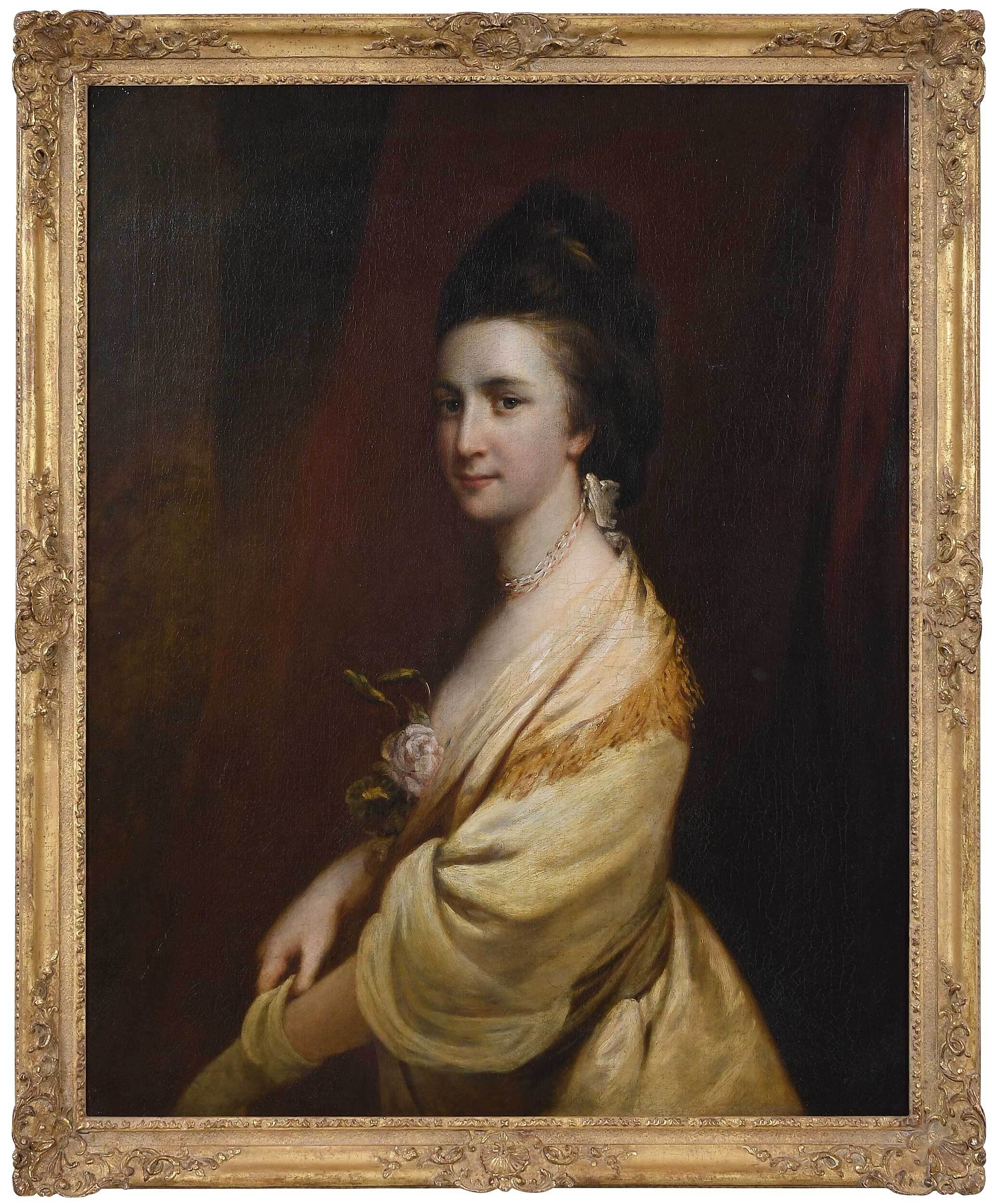 Francis Cotes | Portrait of a Lady in a Gold Gown (Circa 1770) | MutualArt