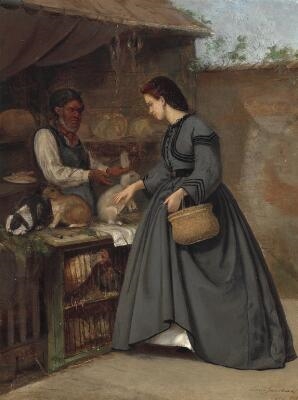David Jacob Jacobsen | A visit to the poulterer (1866) | MutualArt