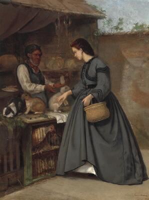 David Jacob Jacobsen | A visit to the poulterer (1866) | MutualArt