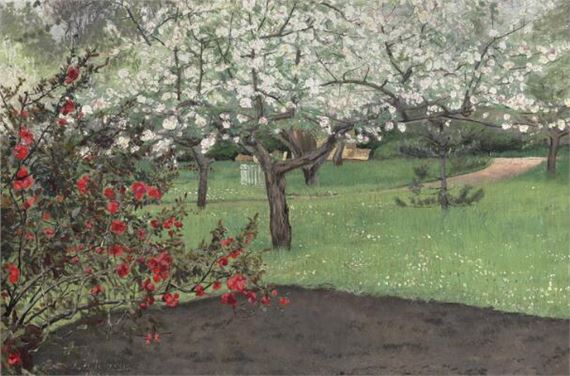 Laurits Andersen Ring | “Pyrus japonica og Æbletræ i Blomst” (1893 ...