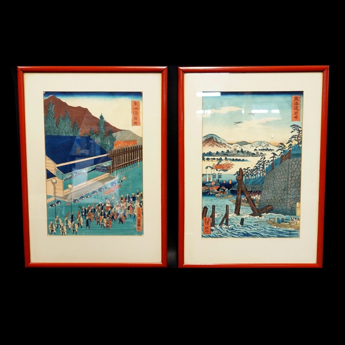Kawanabe Kyosui | Each featuring traditional scenes with seals | MutualArt