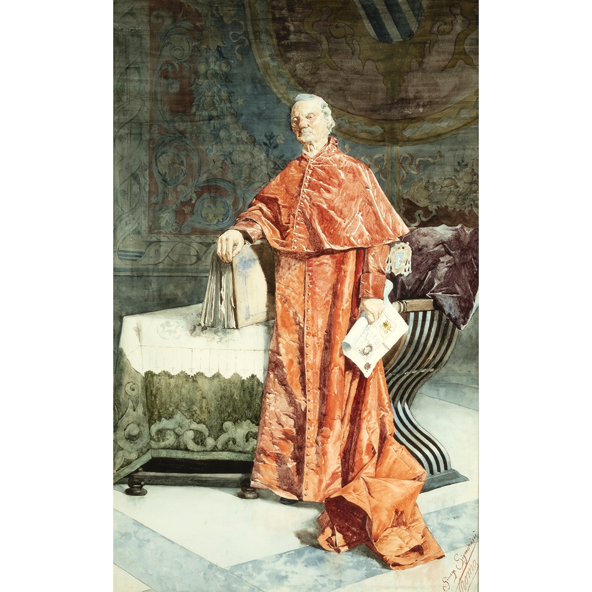 Giuseppe Signorini | Cardinal Holding Map in Hand | MutualArt