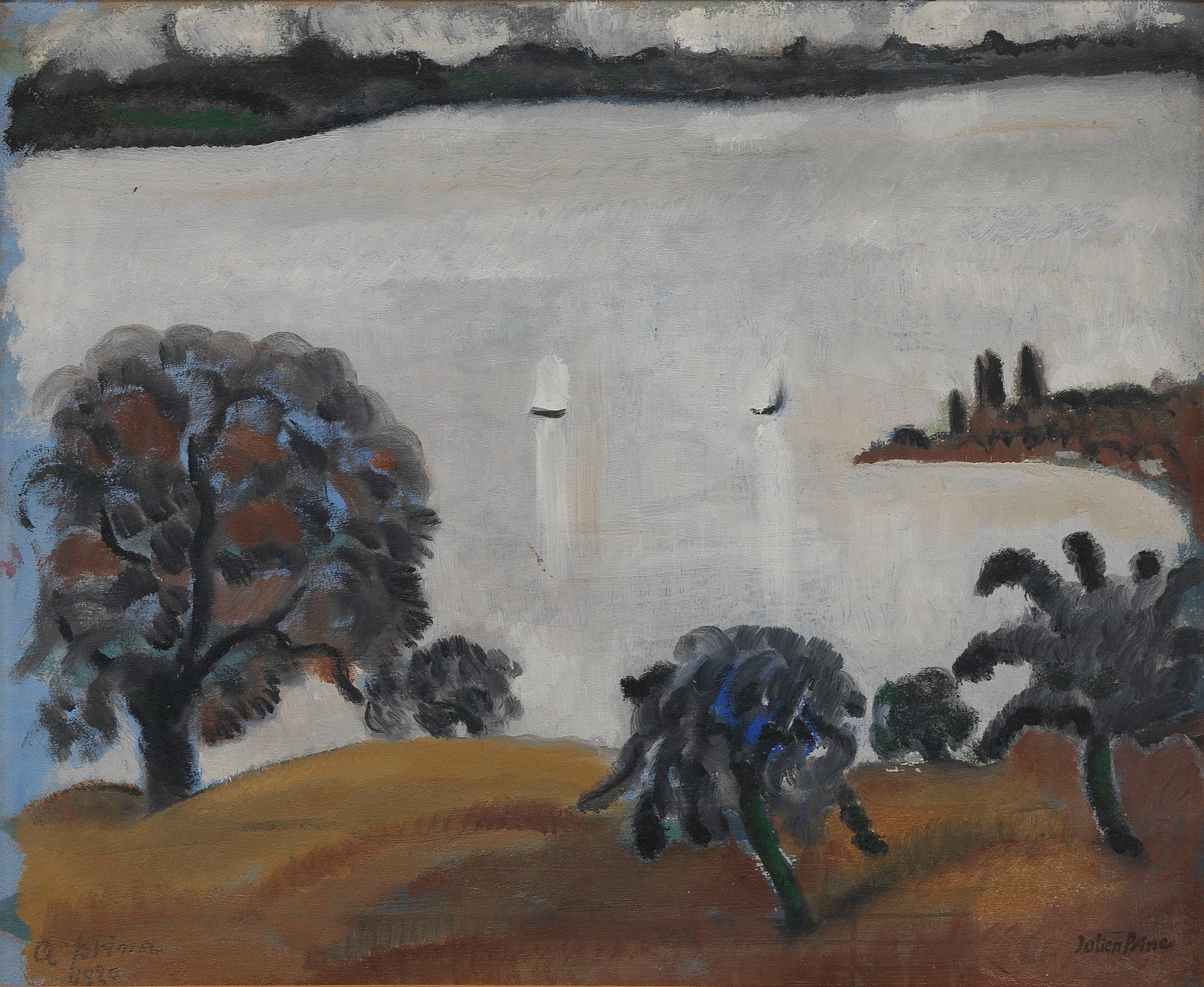André Julien Prina | Voiliers sur le lac (1920) | MutualArt